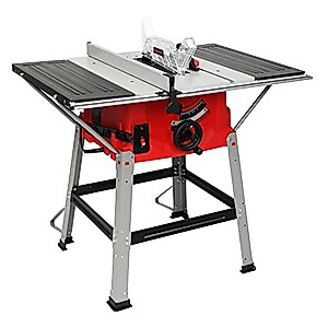 TUFFIOM 10inch Table Saw w/Port for Connecting Dust Collector, Portable Benchtop Table Saw w/ 60T Blade, Stand & Push Stick, 5000RPM, Adjustable Blade Height, 90°Cross Cut & 0-45°Bevel Cut