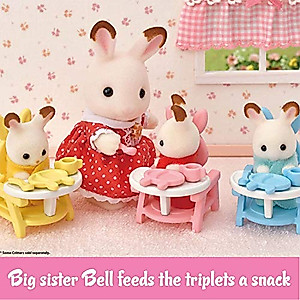 Calico Critters Triplets Care Set - Dollhouse Playset with 3 Hopscotch Rabbit Figures & Accessories Included