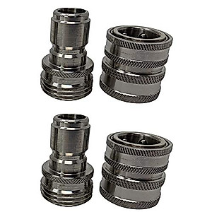 MTM Hydro Garden Hose Adapter 4 Piece 3/4” Quick Connect Fittings Kit, Stainless Steel High Pressure Couplings and Connectors for Pressure Washers and Car Detailing, 2x2