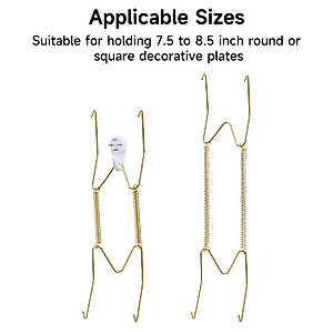 Fasunry 10 Pack Plate Hangers, 8 Inch Wall Plate Hangers and 12 Pack Wall Hooks, Compatible 7.5 to 8.5 Inch Decorative Plates, Antique China, Antique Plates and Arts