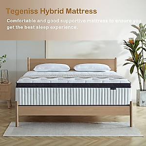 Tegeniss King Mattress, 12 Inch Innerspring Hybrid Mattress in a Box with Gel Memory Foam, Individually Wrapped Encased Coil Pocket Spring Mattress, Pressure Relief, Medium Firm Support,76"*80"*12"