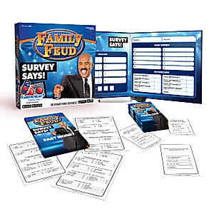 Family FEUD Survey Says Edition Card Game, Complete with Hundreds of Questions, 150 Question Cards, 50 Fast Money Cards, Complementary App with Sound Effects from The Show For 3 Players