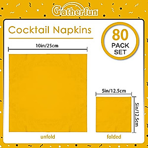 Cocktail Napkins 3-ply 80PCS Yellow Beverage Napkin Disposable Paper Cocktail Napkins Dinner Napkins for Birthday Graduation Party Restaurant Bar Picnic