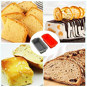 XZJMY 2 Pack Silicone Square Cake Pan,8x4 Inch Bread Loaf Pans,Silicone Baking Pan Non-Stick, Easy Release,Baking Pan for Baking -for Homemade Bread,Toast, Cakes (Silicone, 8x4)