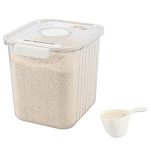 Afromy Large Plastic Food Storage Container Bin for Flour, Sugar, Baking Supplies, Airtight Rice Container, Dry Food Holder Canister Containers, Clear