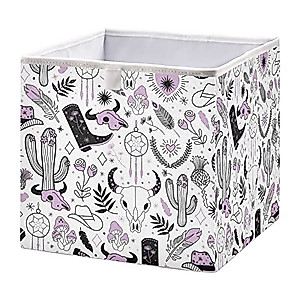 CaTaKu Bohemian Cowboy Storage Bins 11 Inch Fabric Storage Baskets for Shelves Foldable Storage Baskets for Organizing Decorative Large Closet Organizers Cubes