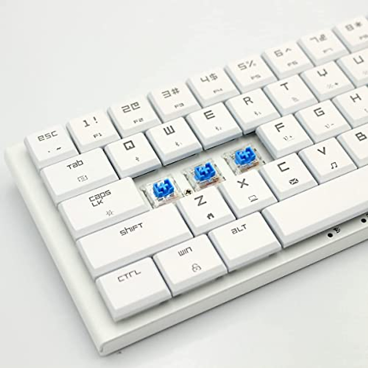 Magic Refiner MK28 60 Percent RGB White Gaming Keyboard, 61 Keys Mechanical Bluetooth/2.4G/USB Wired for Option, Compatible for Windows/iOS/Linux/Andriod PC/Mac Keyboard (Red Switch)