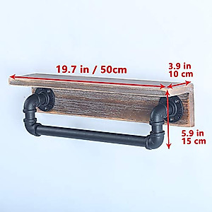 Womio Rustic Towel Racks with Towel Bar,20" Farmhouse Bathroom Shelves Wall Mounted,Industrial Pipe Home Decor Wall Shelf,Floating Shelves