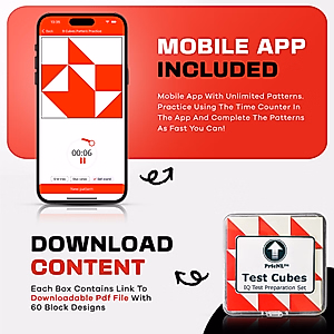 PrfcNL IQ Test Cubes (Red and White) – 9 Kohs Cubes, Practice for Block Design Test, WPPSI, WAIS IV and WISC V Tests, Montessori Educational Blocks to Improve Concentration, Coordination and Memory