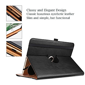 ProCase 9"-10.1" Inch Universal Tablet Case, Protective Cover Stand Folio Case for 9 10 10.1 Inch Android Touchscreen Tablet, with 360 Degree Rotatable Kickstand and Multiple Viewing Angles -Black
