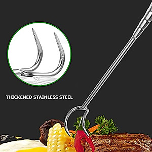 Cabilock Food Flipper Turner Hook Stainless Steel Grilling Meat Hook Small Barbecue Cooking Turners for Turning Bacon Steak Meat Vegetables Sausage Fish and More