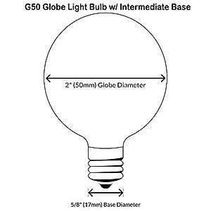 Sival - Replacement Globe Light Bulb, G50, 7W/130V, E17 (C9) Intermediate Base, Clear, 25 Pack (G16-1/2)