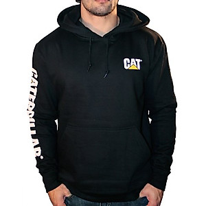 Caterpillar Men's Trademark Banner Hooded Sweatshirt (Regular and Big & Tall Sizes), Black, Medium