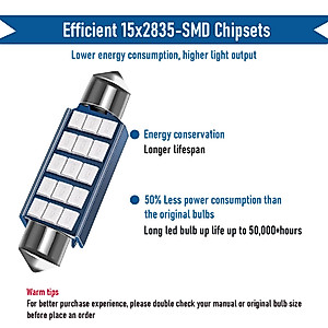 ZKFAR Pack-4 42mm LED Bulbs Extremely Bright, 3014 Chipsets 400LM for LED Interior Dome Map Door Lights Bulbs (Blue)