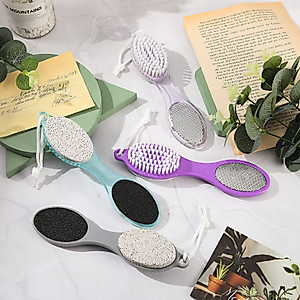 Sieral 4 Pack Pumice Stone Brush for Feet 4 in 1 Scrubber Foot Care Pedicure Kit with Grinding Pumice, Cleaning Brush, Foot File and Rubbing Footplate for Women Men Home Care Set