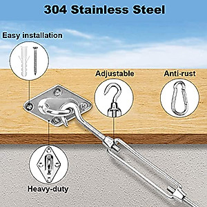 Shade Sail Hardware Kit, 6 inch Heavy Duty Awning Attachment Set for Garden Triangle and Square, Rectangle - 304 Stainless Steel Sun Shade Sail Fixing Hardware Accessories Kit