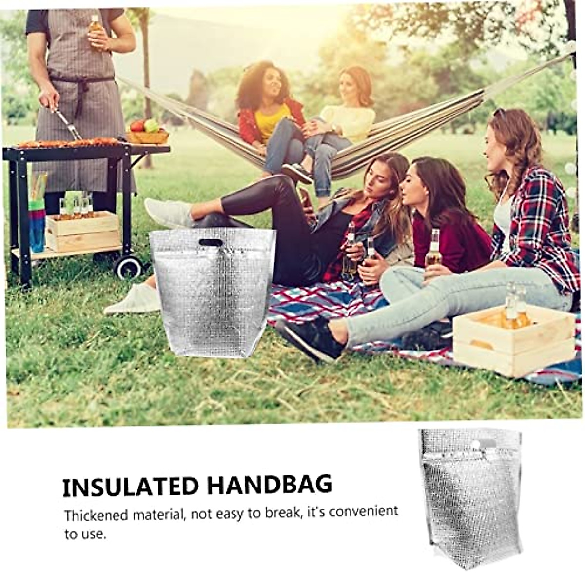 BUGUUYO 6pcs Self-sealing Thermal Bag Zippered Tote Bag Organizer Tote Bag Food Insulation Pouch Take Out Food Bag Food Bag Heat Insulated Bag Delivery Bag Convenient Cake Bag Box