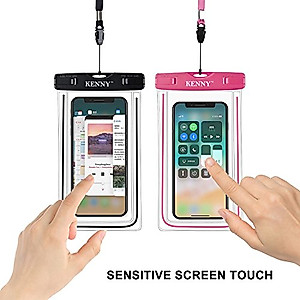 Universal Luminous Waterproof Case,Kenny Cell Phone Dry Bag Pouch,Waterproof Cell Phone Pocket with Neck Strap, for Smartphone up to 6 inches for Swimming,Diving and Surfing (Orange and Black)