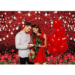 Red Rose Flower Wall Backdrop Floral Photography Background for Wedding Bridal Shower Adults Women Birthday Party Cake Tables Decoration Studio Props Banner (7X5FT(82x59inch))