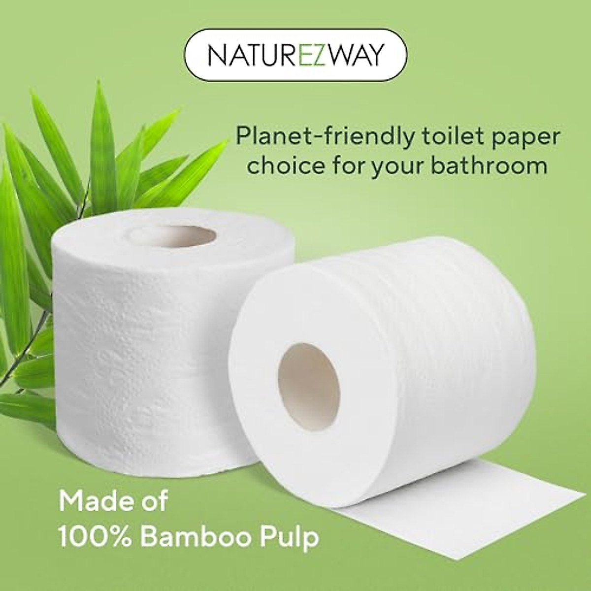 NatureZway - Elevate Your Bathroom Experience with Eco-Friendly Bamboo Toilet Paper (24 PACK) - 2-Ply, Tree-Free, 100% Bamboo Pulp, Strong, Clog-Free, and Septic Safe - Ultra Soft White