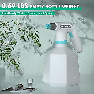 HAUSHOF 35 Fl Oz Battery Powered Sprayer Garden Mister, 1L Automatic Spray Bottle, Rechargeable Electric Spray Bottle with Adjustable Spout for Lawn, Indoor/Outdoor Plant, Fertilizing, Cleaning