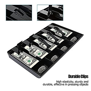 Acrux7 Cash Register Drawer Insert Tray 16 Inch Cash Money Tray Replacement with 4 Coin/5 Bill Drawer Register Insert Tray Storage Case with ABS Plastic Clip, Cash Organizer Tray for Small Business