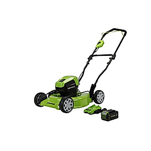 Greenworks 40V 19" Brushless (2-In-1) Lawn Mower, 4Ah USB (Power Bank) Battery and Charger Included MO40L414