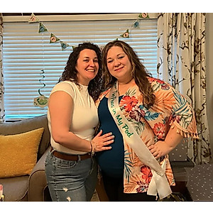 Amy's Bubbling Boutique Twin Baby Shower Sash Two Peas in My Pod for Mom to Be White & Green with Silver Safety Pin