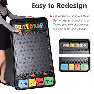 WinSpin 41"x25" Prize Drop Board Foldable Stand Disk Drop Board Game with 12 Playing Pucks for Carnival Tradeshow Party, (with Multi-Colored LED Light)