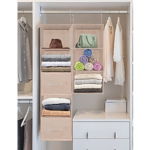 COSIFO 8-Shelf Hanging and Storage with 2 Drawers, 3-Shelf and 5-Shelf Separable Closet Organizers and Storage, Pink Collapsible Hanging Closet Shelves, Baby Nursery Storage Closet Organizer