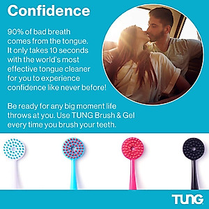 Tung Plastic Tongue Scraper with Protective Caps, Tongue Brush, Tongue Cleaner for Adults, Scrubber, Plastic, Fight Bad Breath and Halitosis | Tongue Scraper Cleaner, Made in America, 2-Pack w/Cap