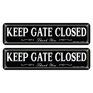 Faittoo Keep Gate Closed Sign, 2-Pack 12 x 3 Inch Reflective Rust Free Aluminum, UV Protected, Weather/Fade Resistant, Easy to Install and Read, Indoor/Outdoors Use
