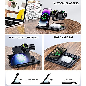 Wireless Charger for iPhone and Samsung Multiple Devices, Portable Apple Charging Station for iPhone 15/14/13/12/11/Pro/Max/Plus, for Apple Watch Charger iWatch and Galaxy Watch, for AirPods 3/2/Pro
