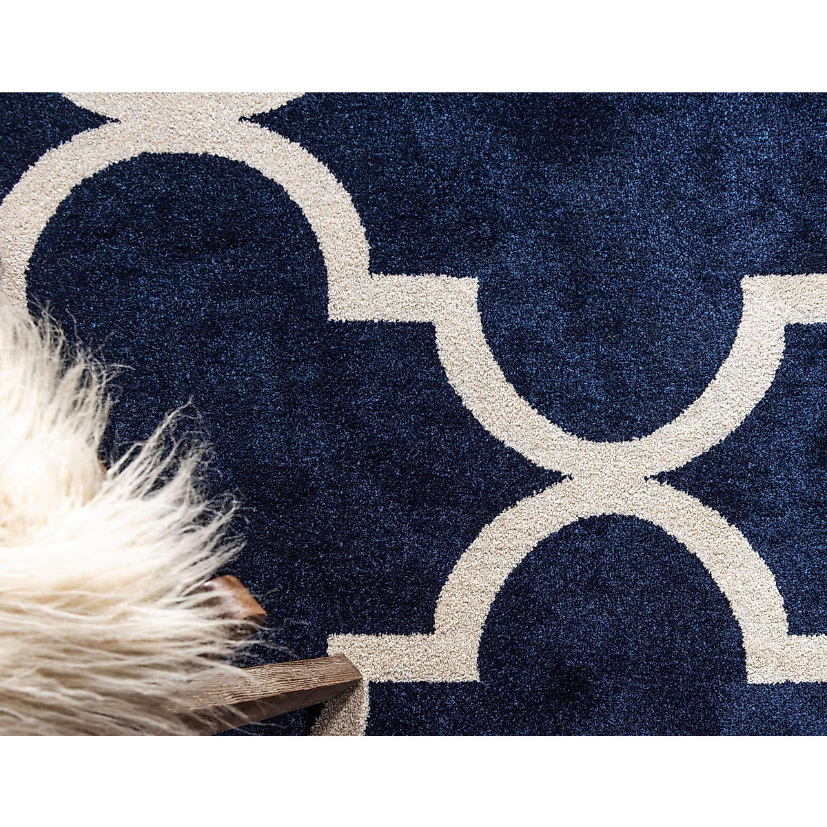 Unique Loom Trellis Collection Modern Morroccan Inspired with Lattice Design Area Rug, 7' 1" x 10' Rectangle, Navy Blue/Beige