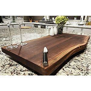 Black Walnut Extra Large, Gorgeous, Full-of-Character, Forest-to-Table Solid Double Live Edge Wood Charcuterie/Appetizer/Dessert/Grazing/Serving Board. 100% USA Handcrafted. 27 x 14 x 1.25"