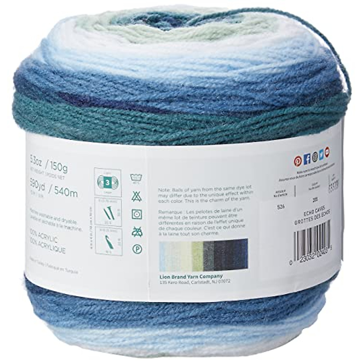 (1 Skein) Lion Brand Yarn Mandala Baby Yarn, Echo Caves