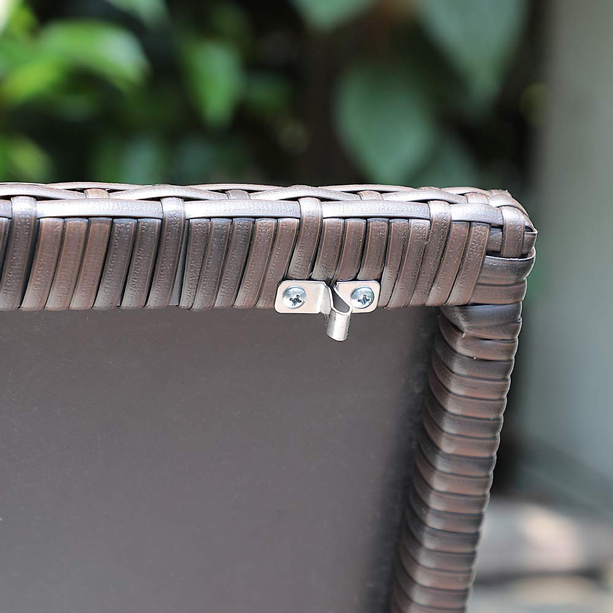 Patiorama Outdoor Wicker Storage Box Patio Aluminum Frame Espresso Brown Wicker Cushion Storage Bin Deck Box, 120 Gallon