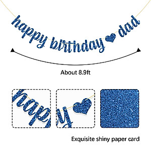 MonMon & Craft Blue Happy Birthday Dad Banner / Father Birthday Party Decor / Happy Father's Day / Dad Birthday Party Decorations Glitter