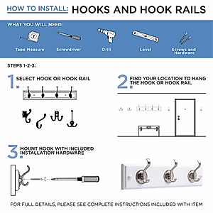 Franklin Brass (1-Pack) Triple Wall Hooks 3-Prong Hooks for Hanging Satin Nickel Wall Mount Hanger Backpack, Purse, Bag, Towel Organization Decorative Wall Hooks B42306J-SN-C