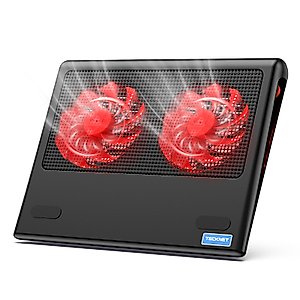 TECKNET Laptop Cooling Pad, 12"-15.6" Laptop Cooler, Gaming Laptop Cooling Stand, Wind Speed Adjustable, 2 USB Powered Laptop Fan Cooling Pad for Laptop Within 16 Inch (Red)
