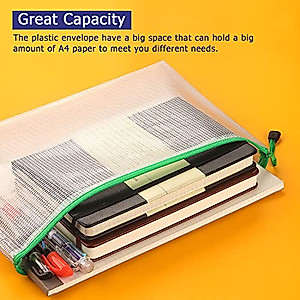 Tamaki 10 Pack Mesh Zipper Pouch Document Bag Waterproof Zip File Folders for School Office Supplies Travel Storage Bags