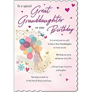 Piccadilly Greetings Traditional Birthday Card Great Granddaughter - 9 x 6 inches -