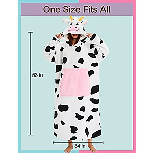 Oversized Wearable Blanket Sweatshirt for Adult Cute Animal Hoodie Blanket Jacket with Sleeves and Giant Pocket