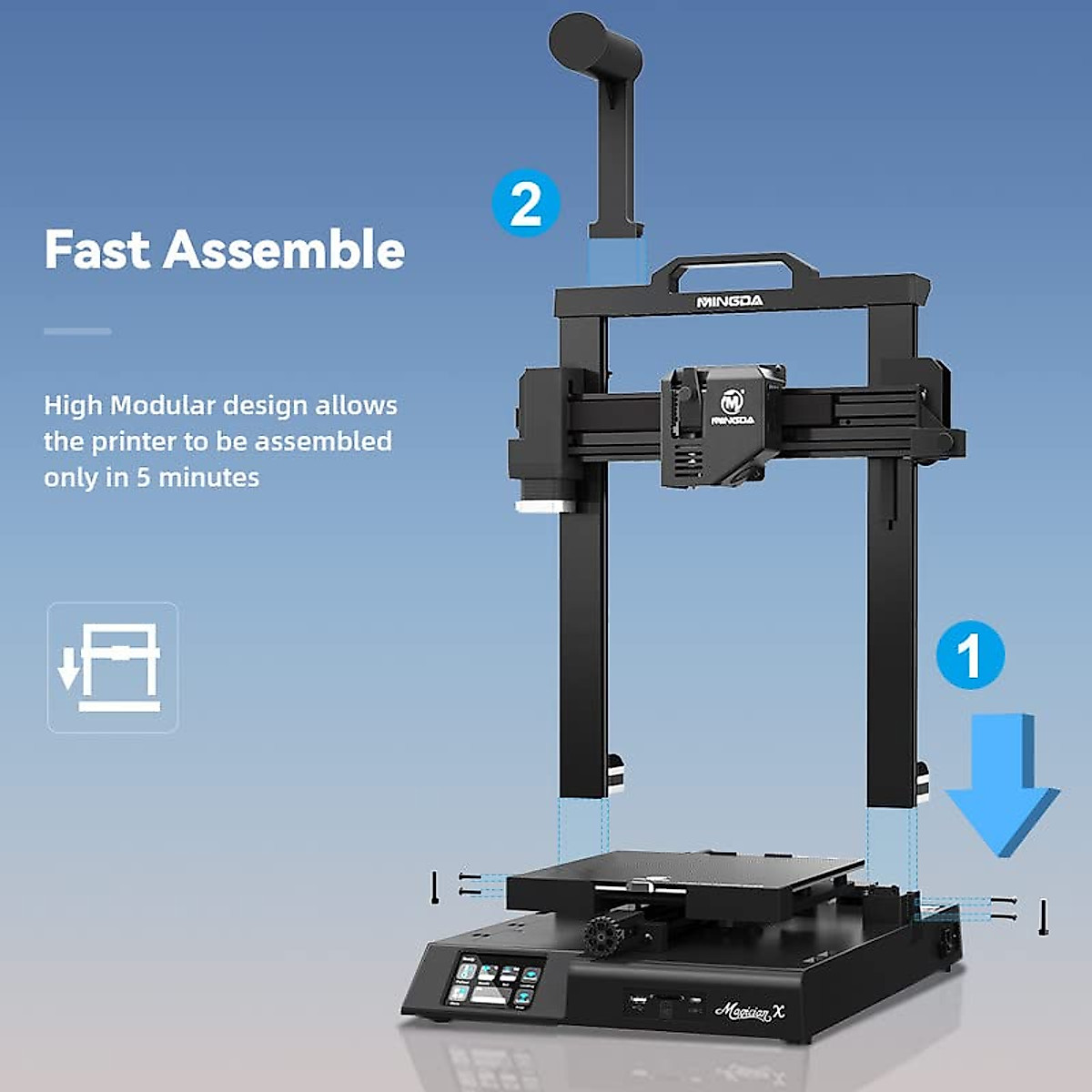 Mingda Magician X 3D Printers, One Touch Smart Auto Leveling FDM 3D Printing Machine Printing Size 230x230x260mm with TMC Silent Motherboard
