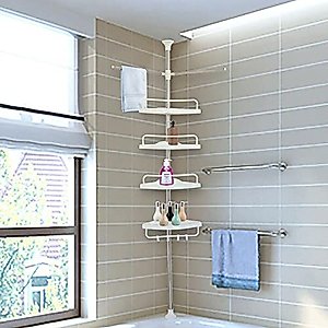 4 Layer Shower Corner Pole Shelf Bathroom Kitchen Storage Rack Holder Shower Bathroom organizer Shelves Shelf Shower shelf Shower organizer Bathroom shelves Shower rack Shower corner