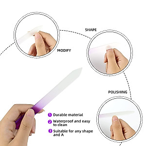 4 Pcs Crystal Glass Nail File Professional Manicure Fingernail Nails Files for Natural Nails Czech Glass Cuticle Care with Case for Women Glass Nail Files Set Filing Double Sided Glass Nail Files