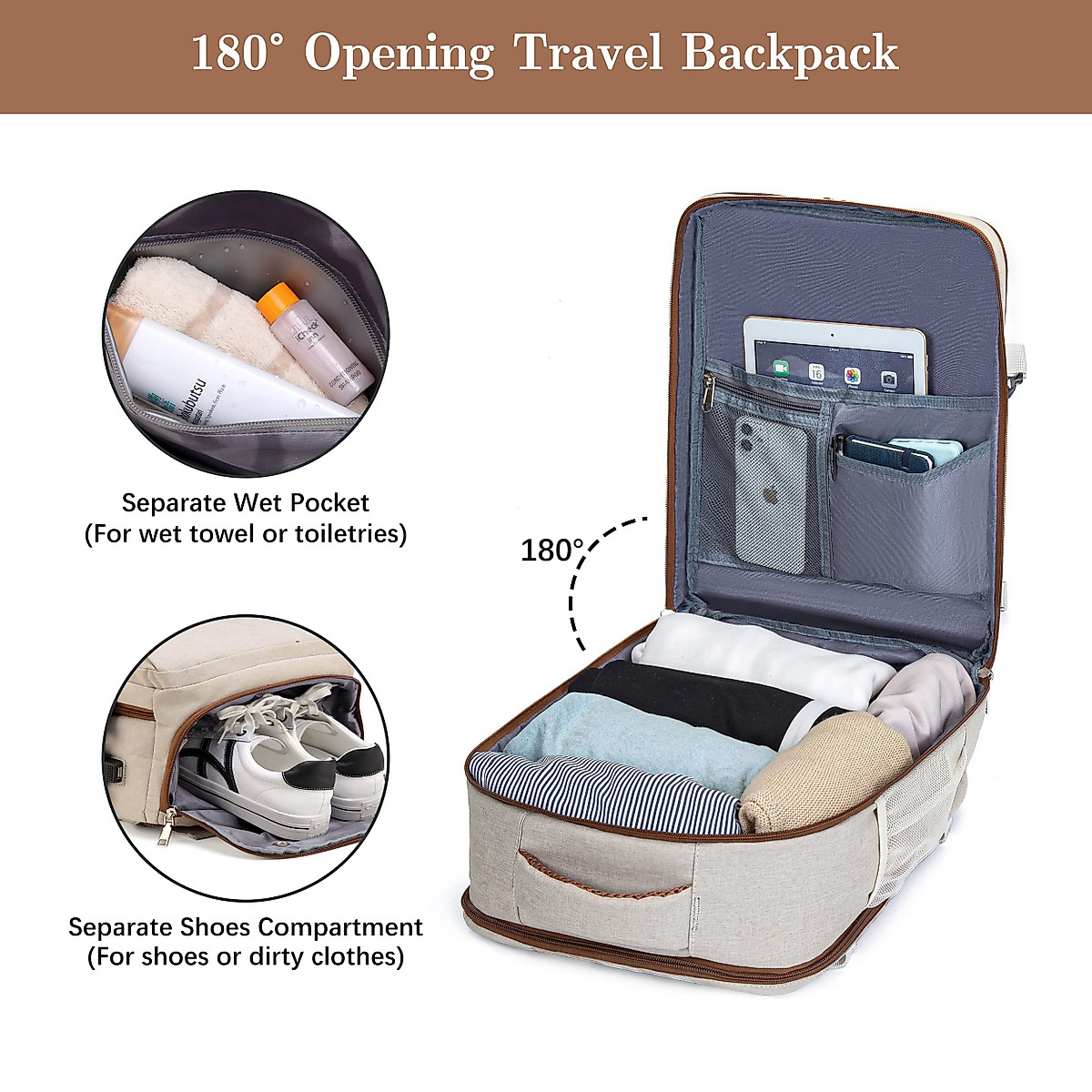 VMIKIV Travel Backpack,15.6 Inch Laptop Backpack,Weekend Rucksack with Laptop Compartment,Casual Daypack for Work,School