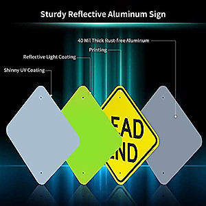Dead End Sign，- 12"x 12" - .040 Aluminum Reflective Sign Rust Free Aluminum-UV Protected and Weatherproof