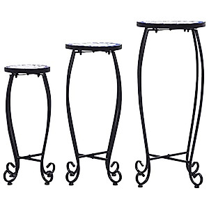 ZQQLVOO Mosaic Plant Table,Plant Rack,Plant Display Stand,Multi-Purpose Plant Stand,Flower Stands,For Backyard,Garden, Balcony,Terrace,Black White