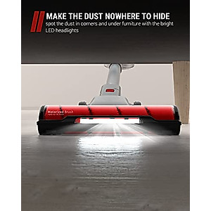 VacLife 25Kpa Cordless Stick Vacuum Cleaner - Cordless Vacuum Cleaner w/Strong Suction, Household Vacuum Cleaner for Carpet and Floor, 6-in-1 Wireless Vacuum w/LED Headlights, Red (VL732)